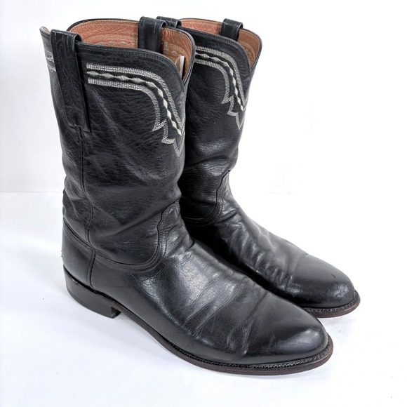 Lucchese | Shoes | Lucchese 200 Cowboy Boots Black Leather Western ...